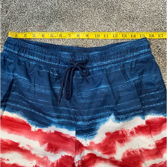 George | Swim | Patriotic Male Drawstring Red White Blue Swim Trunks ...